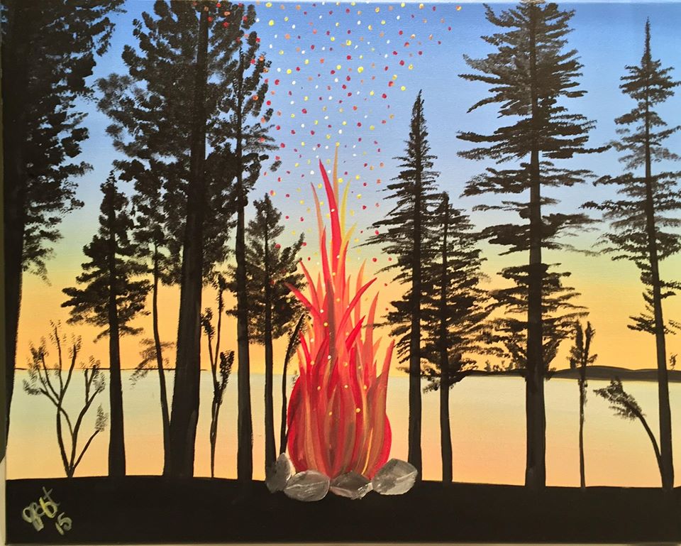 Sunset Camp Fire | Paint & Sip Minnesota